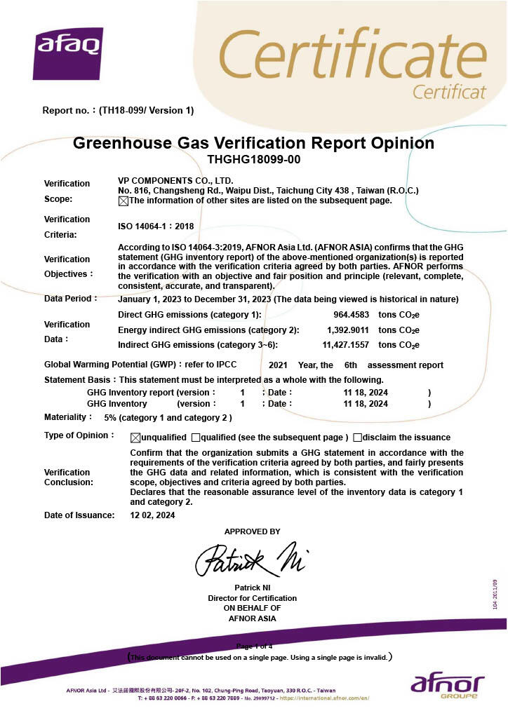 ISO 14064-1 certificate